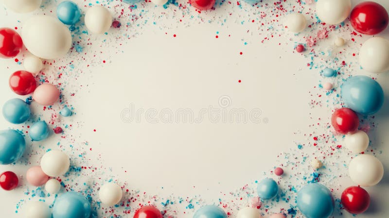 Bright Balloons and Confetti on a Plain White Surface Stock Photo ...