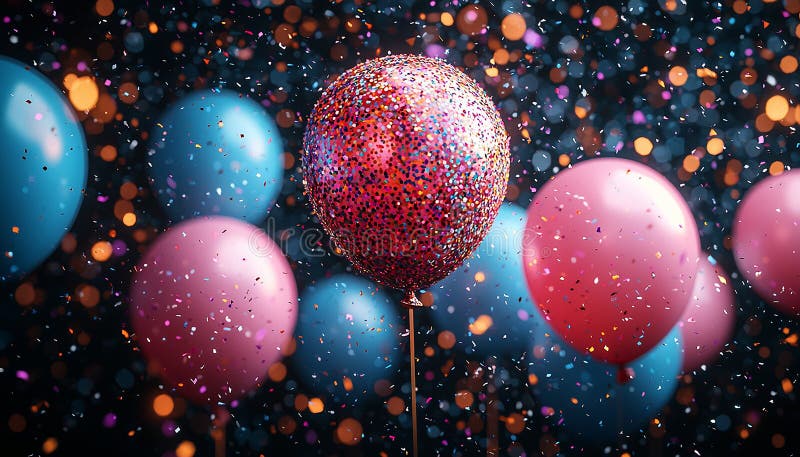 Bright Balloons Flying in Celebration, Confetti Exploding Joy Generated ...