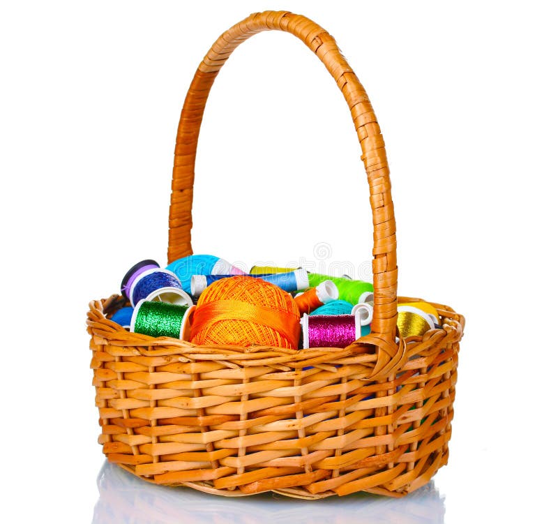 Bright Balls of Thread in Basket Stock Image - Image of white, thread ...