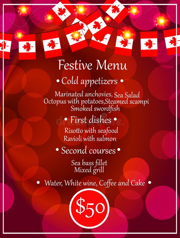 Bright Banner Festive Menu. Blank with Approximate Menu Stock Vector ...