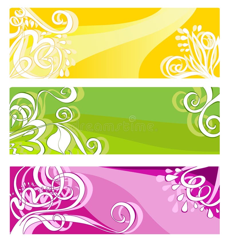 Bright Banners with Floral Elements Stock Vector - Illustration of ...