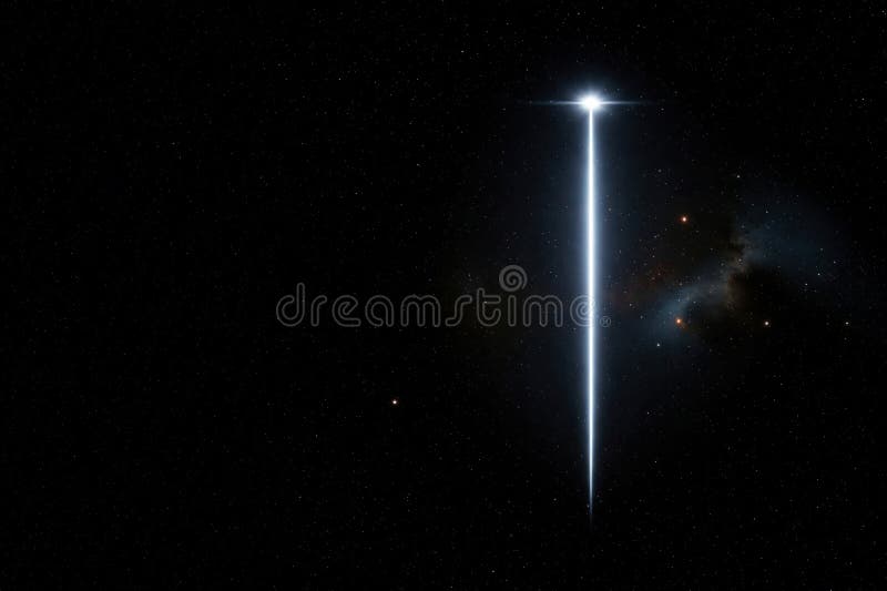 A Bright Beam of Light in Space among the Stars. Space for Text. Stock ...