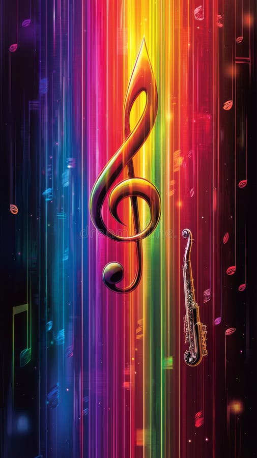 Vibrant Musical Notes and Saxophone Celebrate Harmony in a Colorful ...