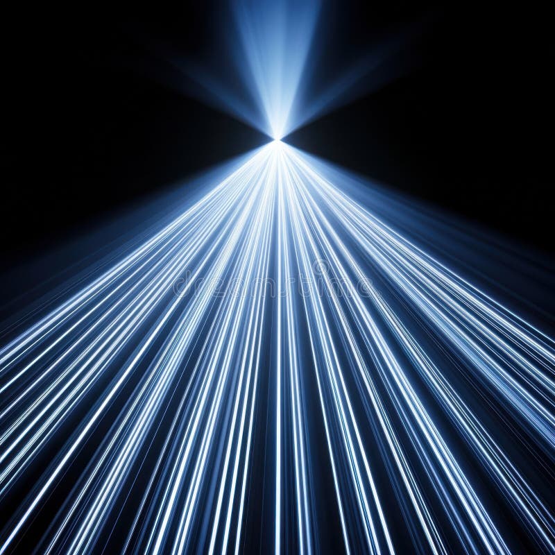 Bright Beams of Light Converging Powerfully in Dark Space Stock ...