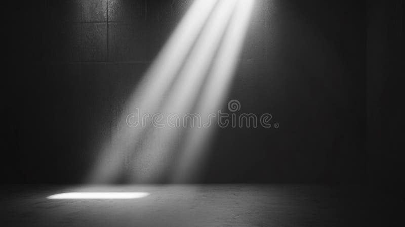 Dramatic Light Beams Illuminating an Empty Dark Space with a Spotlight ...