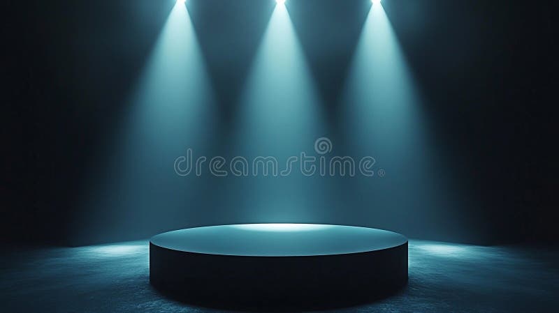 Spotlight Shines on a Circular Stage in a Dark Performance Venue ...