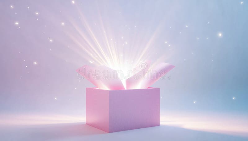 Bright Beams of Light Illuminating an Open Gift Box Stock Photo - Image ...