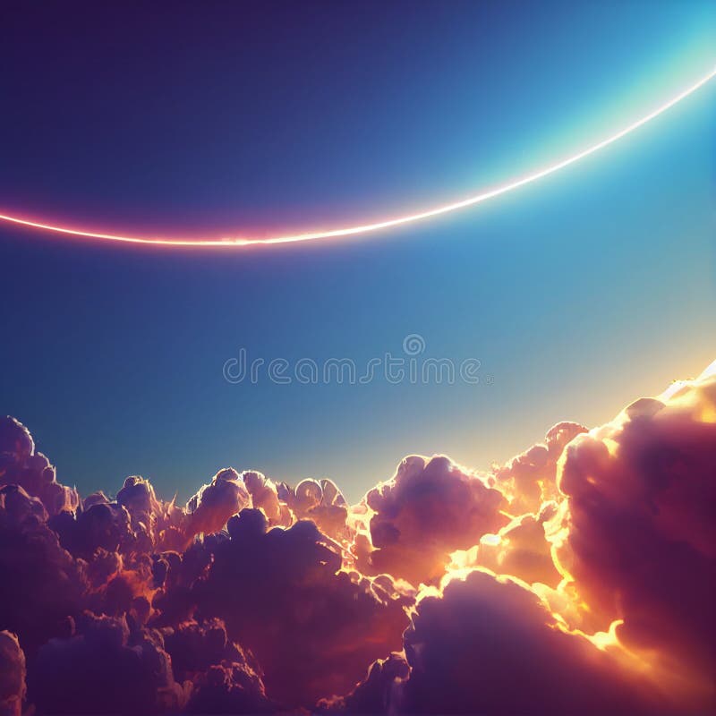 Bright Beams of Light on the Sky with Clouds, a Strong Source of Light ...