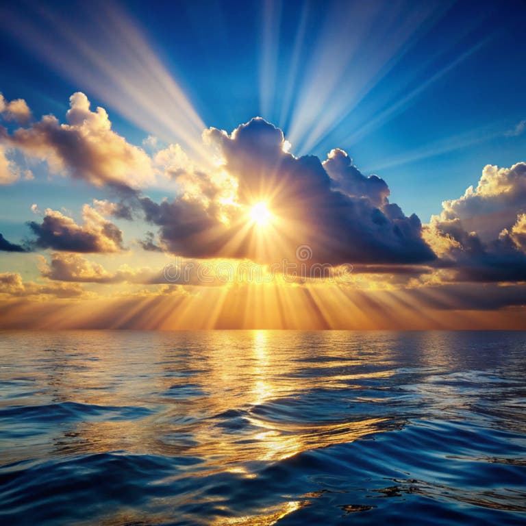 Bright Beams of Sunlight Refracting through the Surface of the Atlantic ...