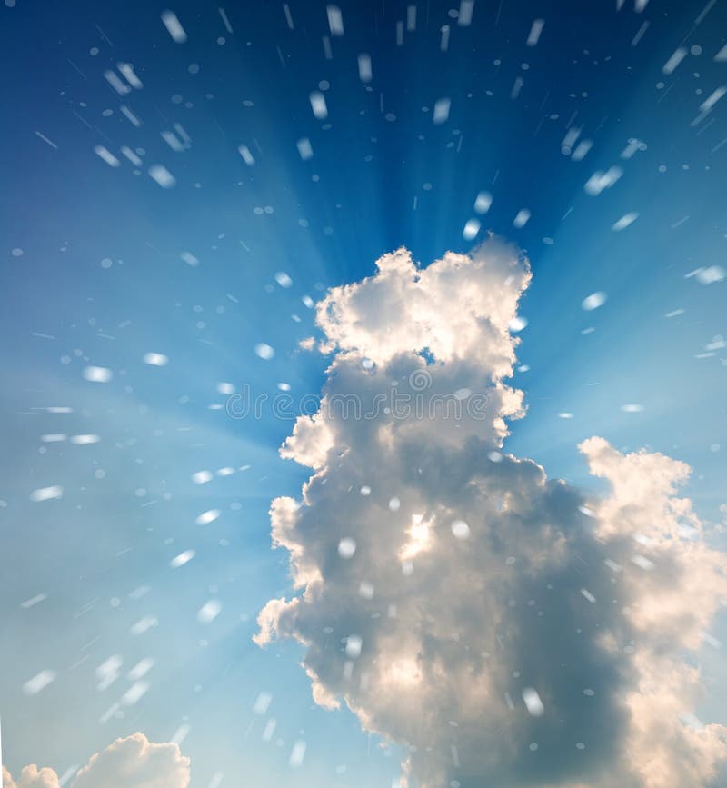 Bright Beams of a Sunlight at Snowfall Stock Image - Image of heaven ...
