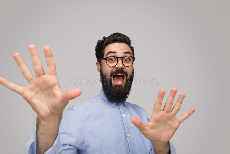 Expressive Guy Gesturing and Making Surprise Stock Image - Image of ...