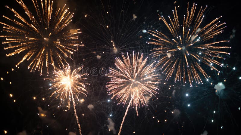 Bright Beautiful Epic Fireworks on Black Background Stock Photo - Image ...