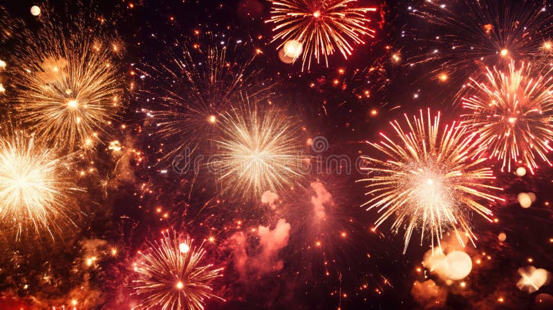 Bright Beautiful Epic Fireworks on Black Background Stock Image - Image ...