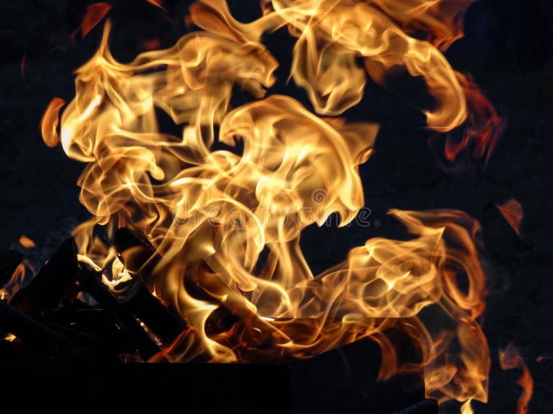 Bright Beautiful Fire in the Dark, Texture of Fire Stock Photo - Image ...