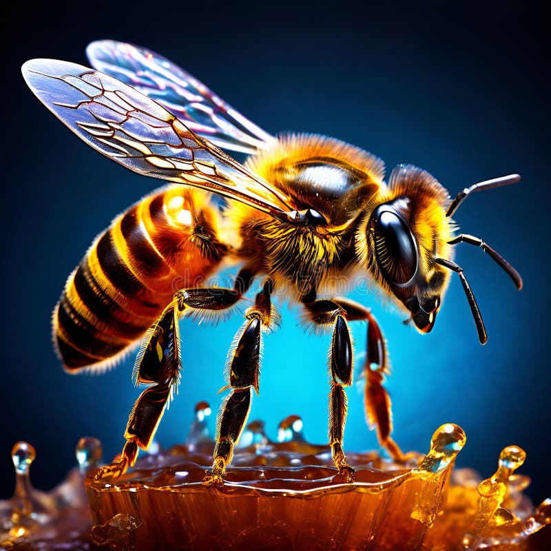 Bright bees on honeycombs stock illustration. Illustration of cell ...