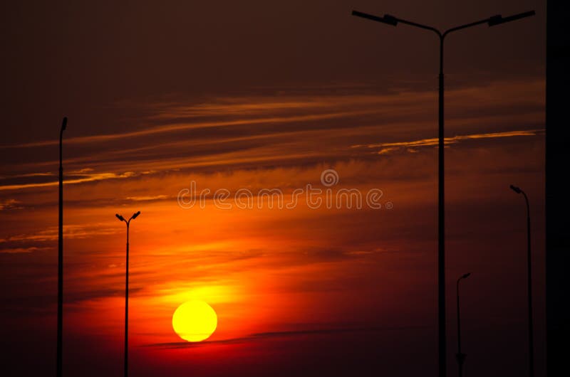 Bright Big Sun on the Sky with Yellow Orange Gradient Colors Stock ...