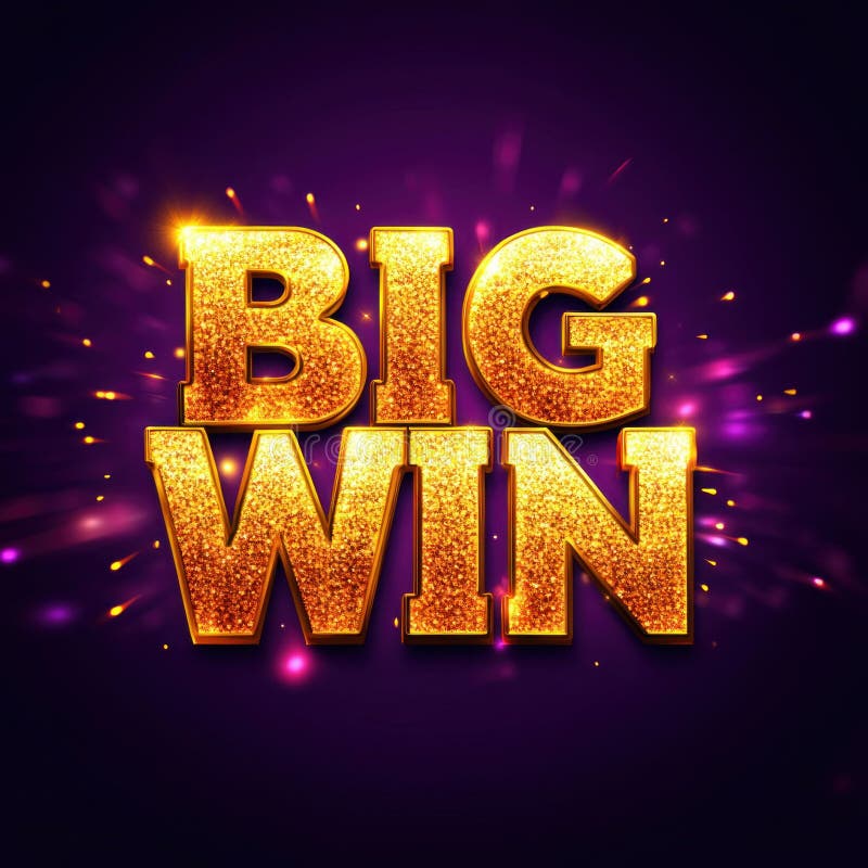 Bright Big Win Text with Sparkling Gold Effect Stock Illustration ...