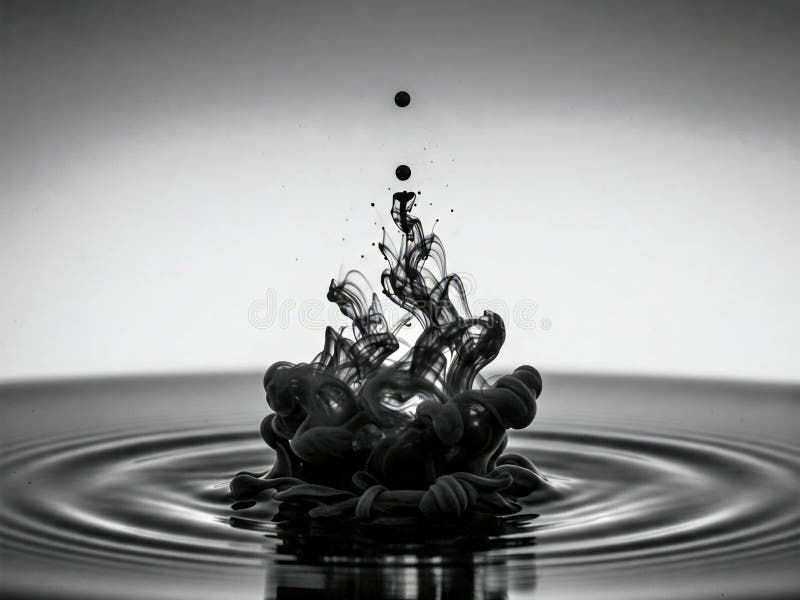 Bright Black Ink Drop in Water on White Background Stock Illustration ...