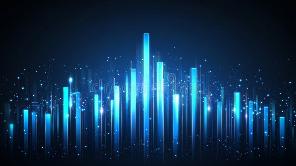 Bright Blue Abstract Ascending Graph Line on Dark Blue Background ...