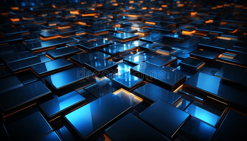 Bright Blue Abstract Pattern in Futuristic Illuminated Architecture ...