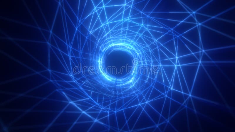 Bright Blue Abstract Tunnel Made of Intersecting Neon Lines Forming a Geometric Vortex Stock ...