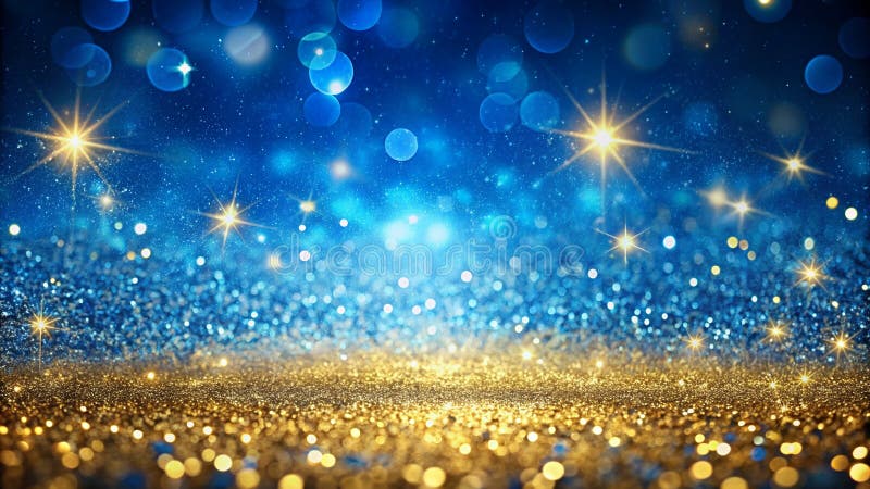 A Bright Blue Background with Gold Glitter and Sparkles AI-Created ...