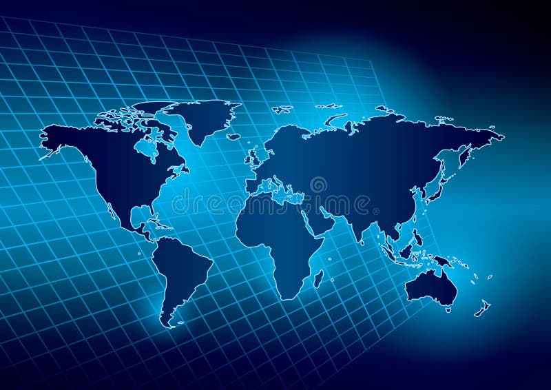 Bright Blue Background with Map of the World - Eps Stock Vector ...