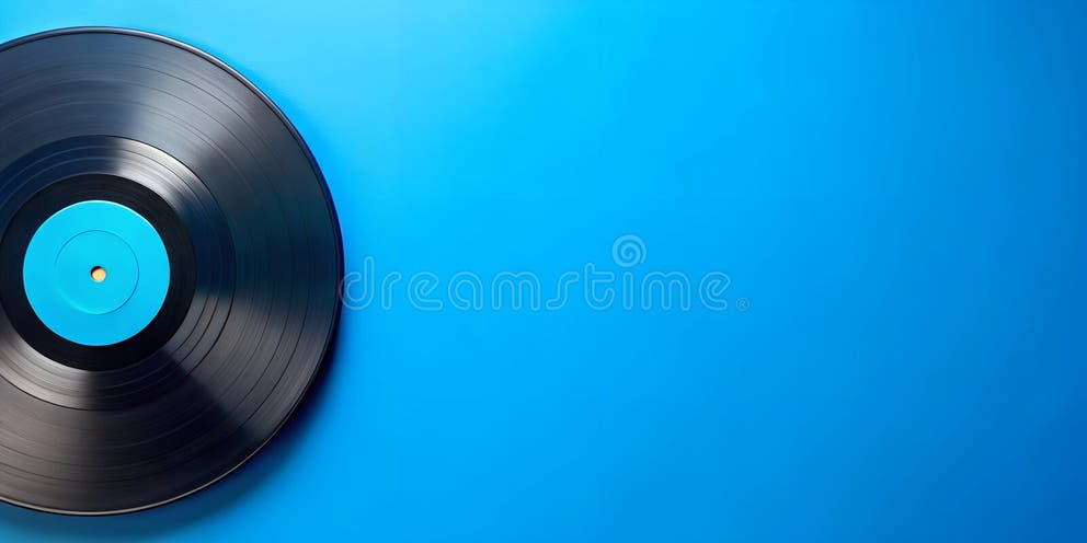 Bright Blue Background with Vinyl Record Stock Illustration ...