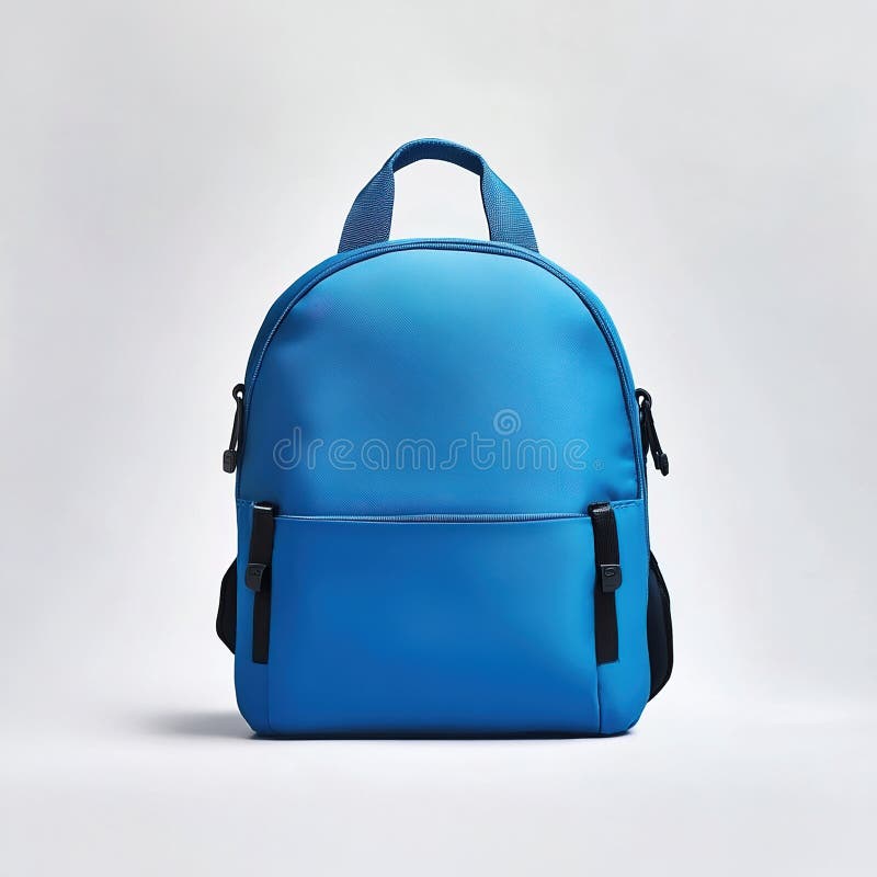 A Bright Blue Backpack on a Plain White Background Stock Photo - Image ...