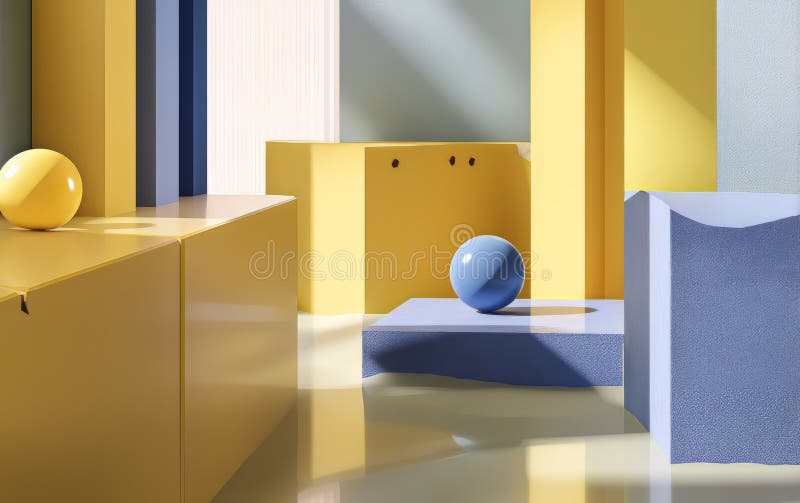 A Bright Blue Ball Perched on a Vivid Yellow Box a Study of Color ...