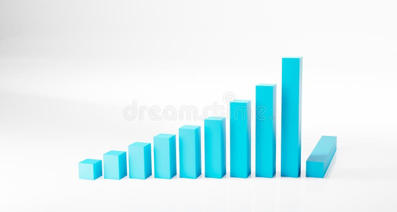 Bright Blue Bar Graph on White Background. 3d Rendering Stock ...
