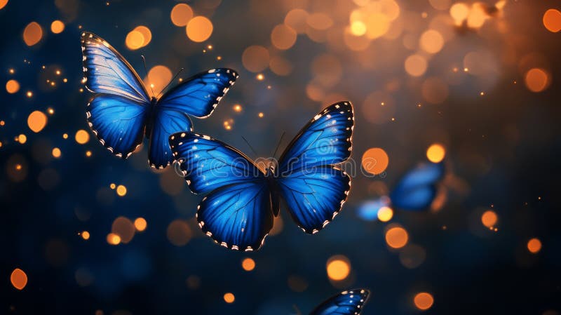 Bright Blue Butterflies Take To the Air on a Non-representational ...