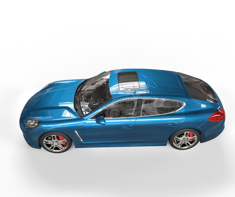 Bright Blue Car Top View stock image. Image of front - 32429425