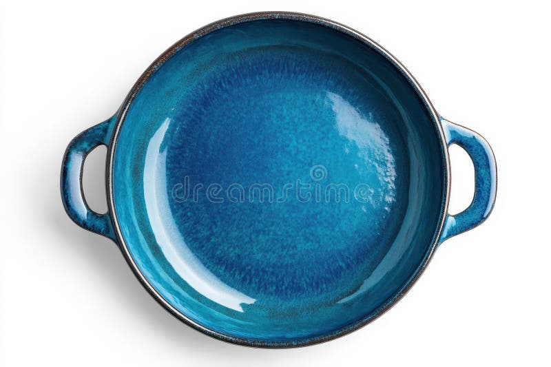 Bright Blue Ceramic Baking Dish with Handles Isolated on Transparent ...