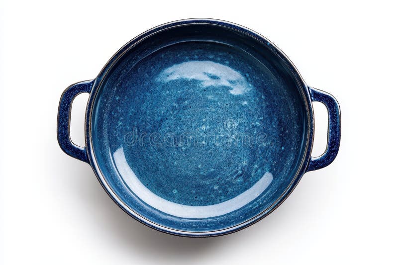 Bright Blue Ceramic Baking Dish with Handles Isolated on Transparent ...