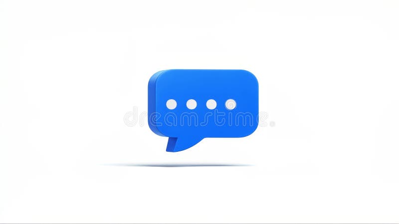 Bright Blue Chat Bubble Floats on White Background, Symbolizing Digital ...