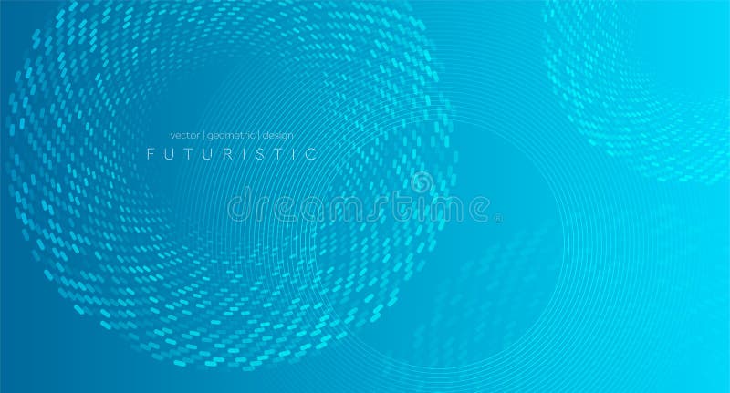 Bright Blue Circular and Spiral Dotted Lines Abstract Tech Geometric ...