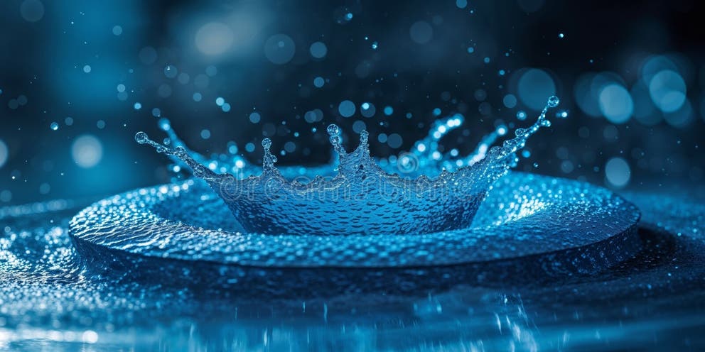 Bright Blue Circular Water Splash with Light Effects and Texture. Stock ...