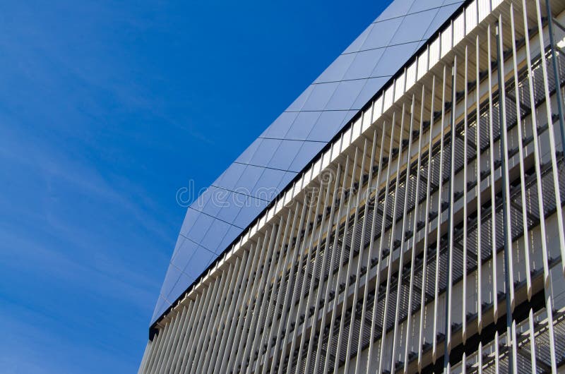 Bright Blue City Buildings with Clouds Stock Photo - Image of company ...