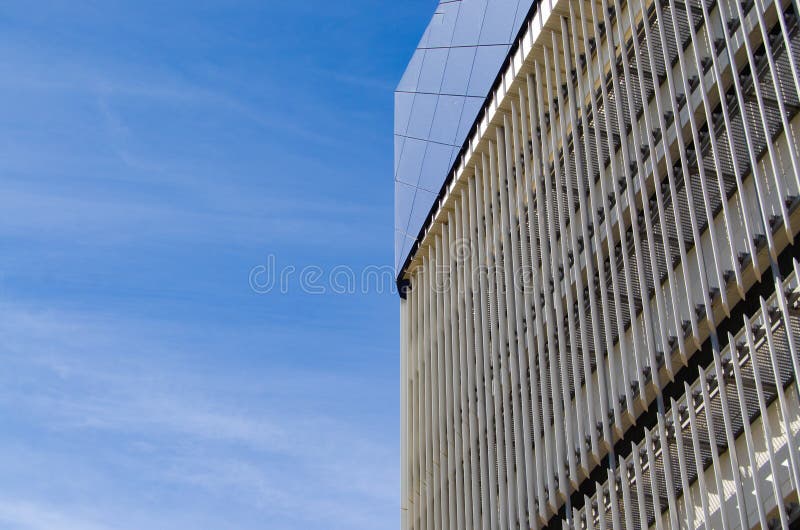 Bright Blue City Buildings with Clouds Stock Image - Image of lines ...