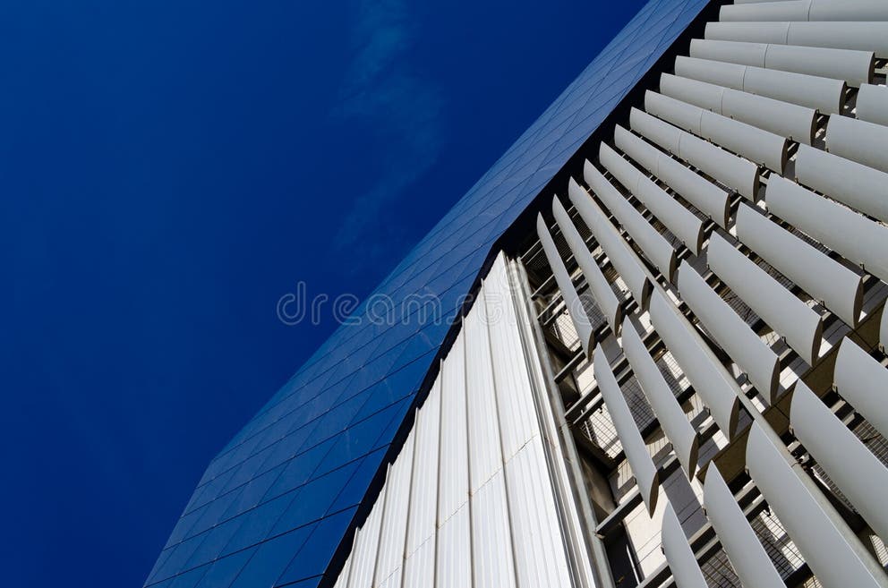 Bright Blue City Buildings with Clouds Stock Image - Image of geometric ...