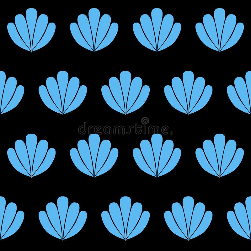 Bright Blue Shell on Dark Background Seamless Pattern Nautical ...