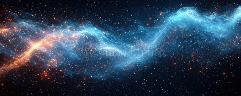 Bright Blue Cosmic Energy Stream with Sparkling Particles Stock Image ...