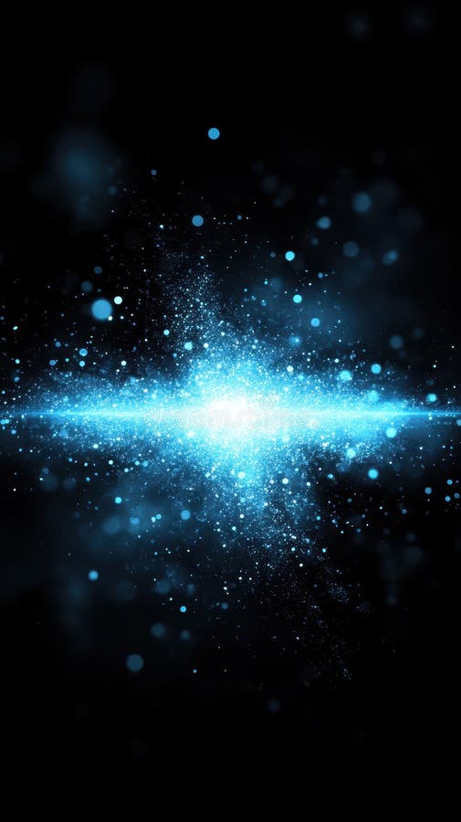 Bright Blue Cosmic Particles in Dark Space Background Stock ...