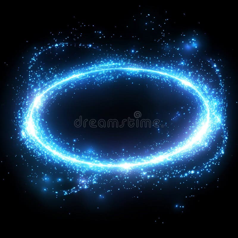 Bright Blue Cosmic Ring with Sparkling Effects in Dark Background ...