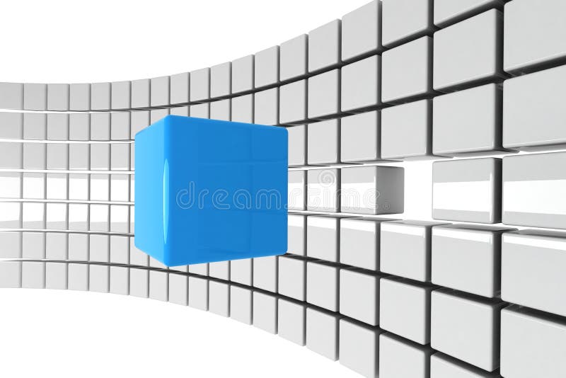Bright blue cube detached stock illustration. Illustration of elements ...