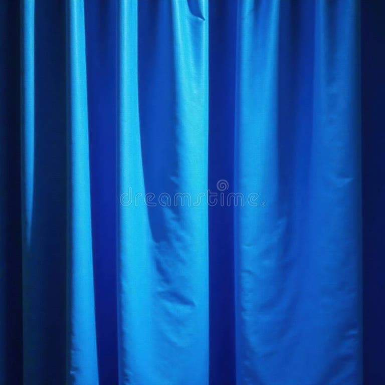 Bright Blue Curtain, Sharp Spotlight on Fabric Texture, Texture, Stage ...
