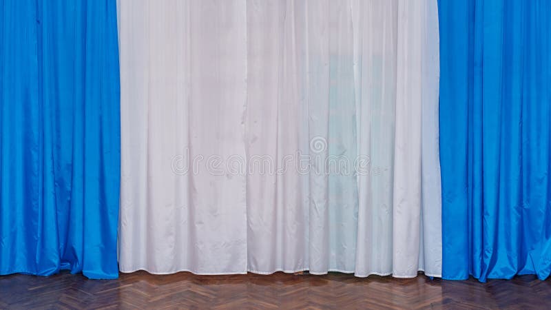 Curtains in Contrasting Colors Frame an Empty Stage Preparing for an ...