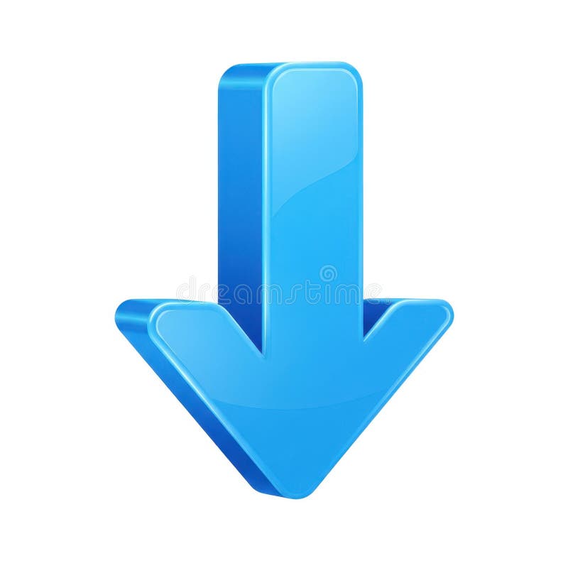 Bright Blue 3d Downward Pointing Arrow Icon for Download or Directional ...
