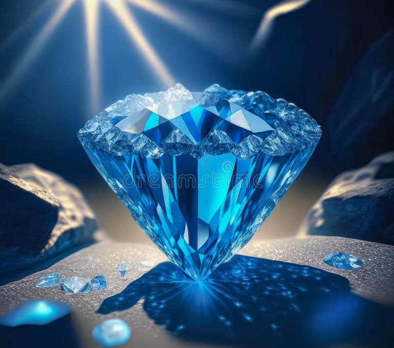 Bright Blue Diamond on a Dark Background. Generative AI Stock Image ...